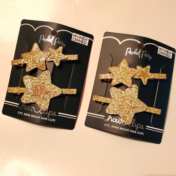 Packed Party | Hair | Packed Party Glitter Gold Star Hair Clips 2 Packs ...